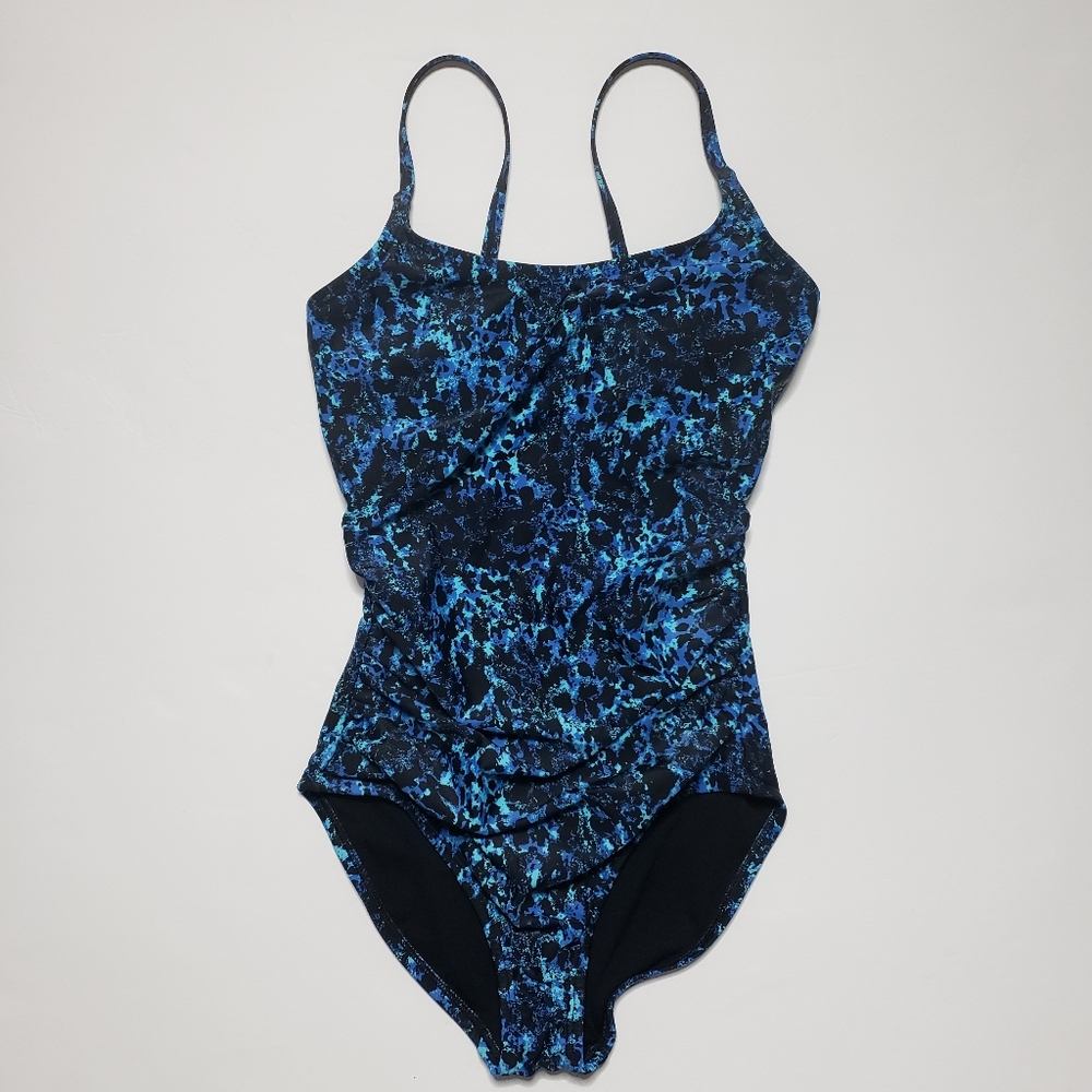 Speedo Blue Splatter Print One Piece Swimsuit 6 - Gem